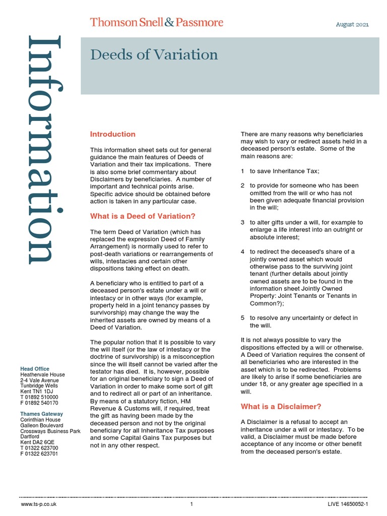 Deeds of Variation | PDF