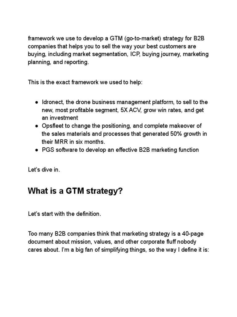 GTM Strategy Understanding | Download Free PDF | Marketing | Business