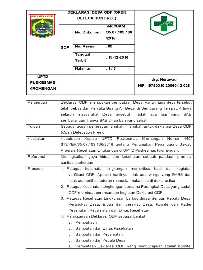Deklarasi Desa Odf (Open Defecation Free) | PDF