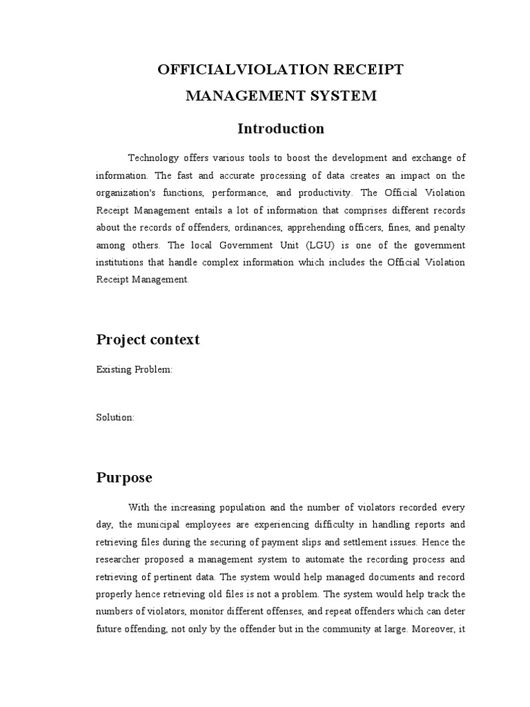 Official Violation Receipt Management System (Caps) | PDF | System ...