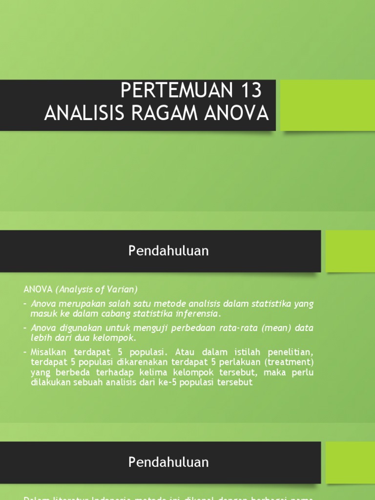 PERTEMUAN 13 - Ragam Analisis Anova | PDF