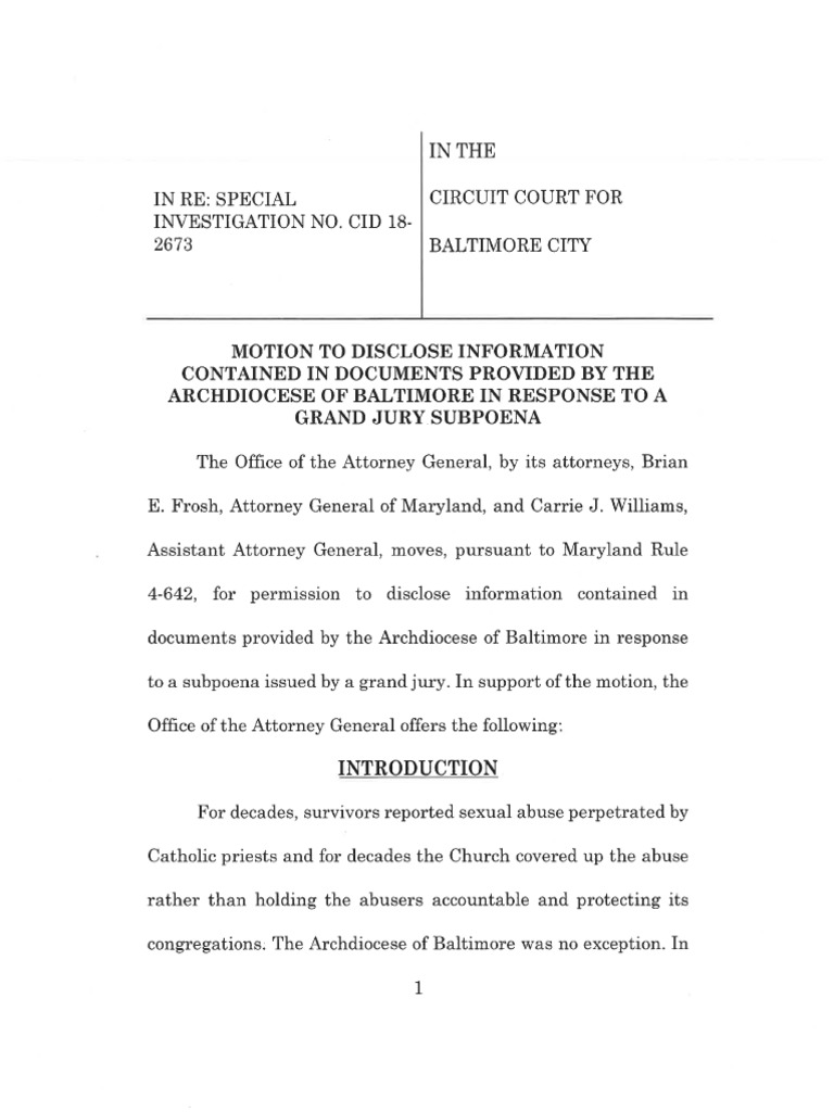 Motion To Disclose Investigation Findings To The Public | PDF