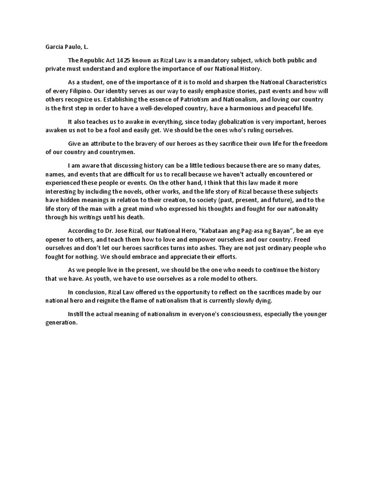 The Republic Act 1425 Known As Rizal Law | PDF | Social Science ...