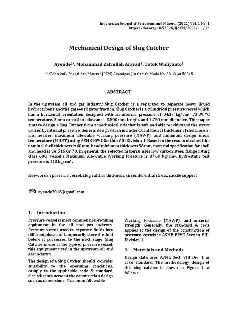 Slug Catcher Design | PDF