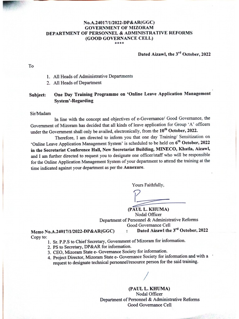 Training Prog On Online Leave Application Management System | PDF