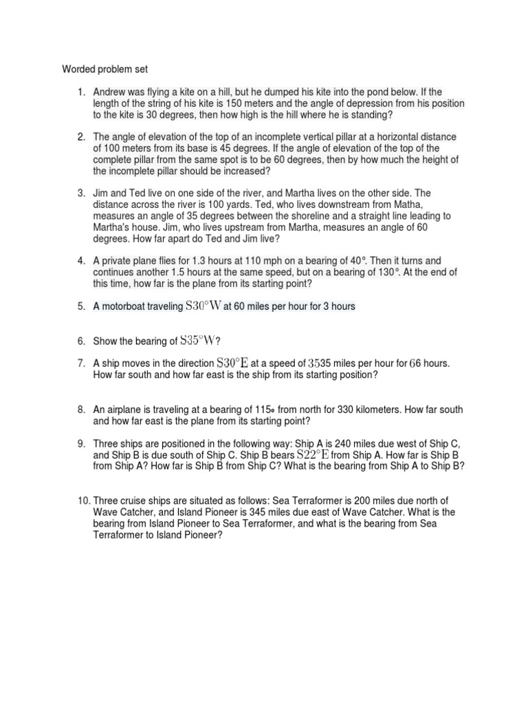 Worded Problem Set | PDF