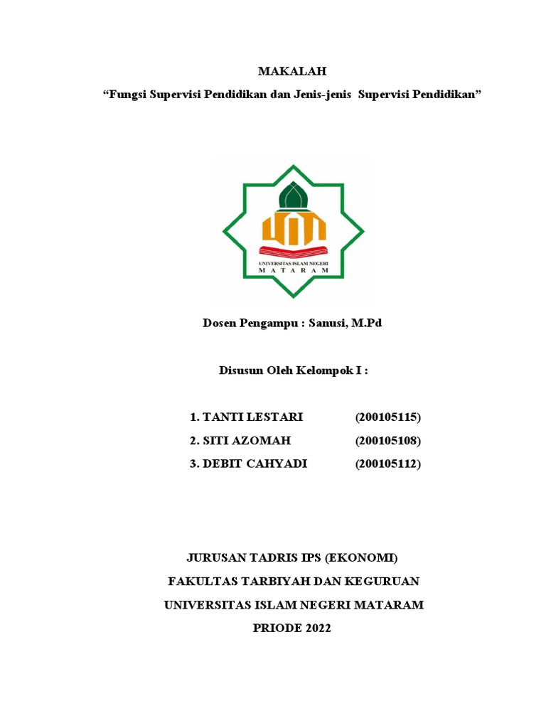 Fungsi Supervisi Pendidikan Dan Jenis | PDF | Karier & Perkembangan ...