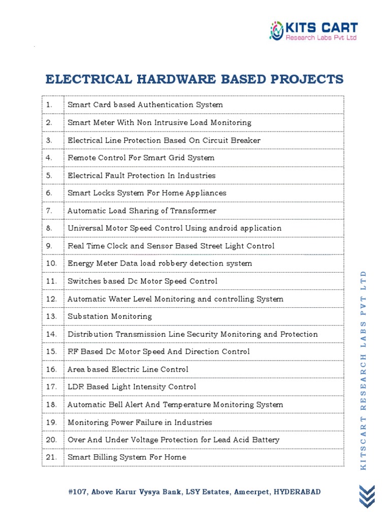 ELECTRICAL HARDWARE MINI PROJECTS | PDF | Electric Power Transmission ...