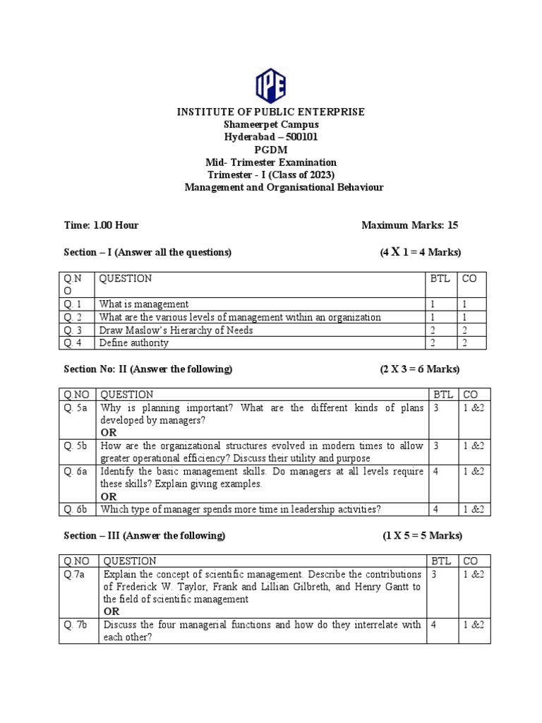 Question Paper - MOB - New Batch - 5thjan2022 - P Geeta | PDF ...