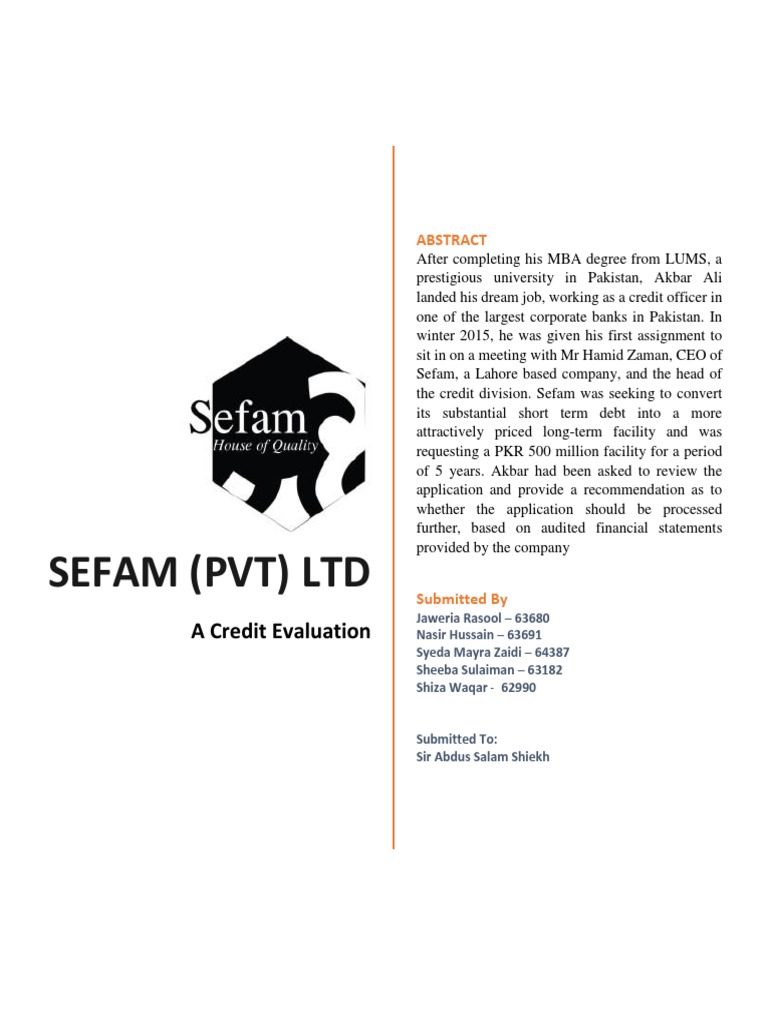 Sefam Case Study Solution Ratio Analysis | PDF