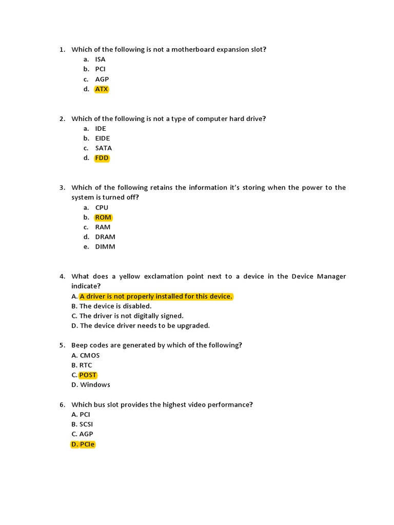 Practice Question 1 | PDF | Multi Core Processor | Laptop