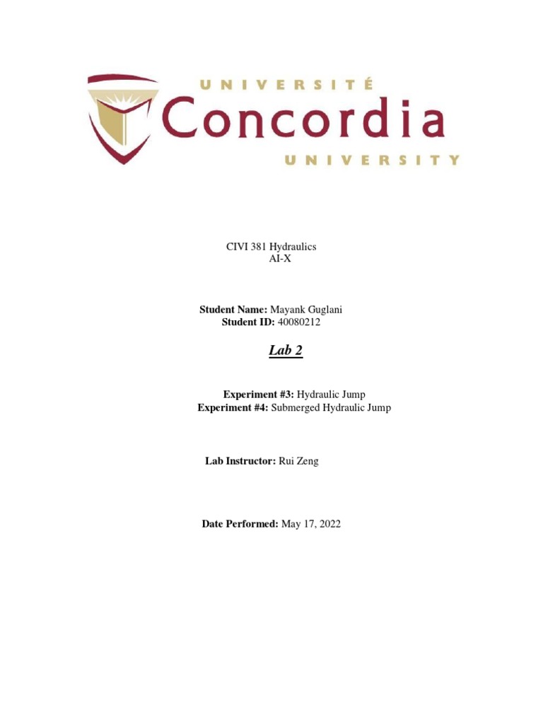 Hydraulic Jump Lab Report | PDF | Mechanical Engineering | Physical ...