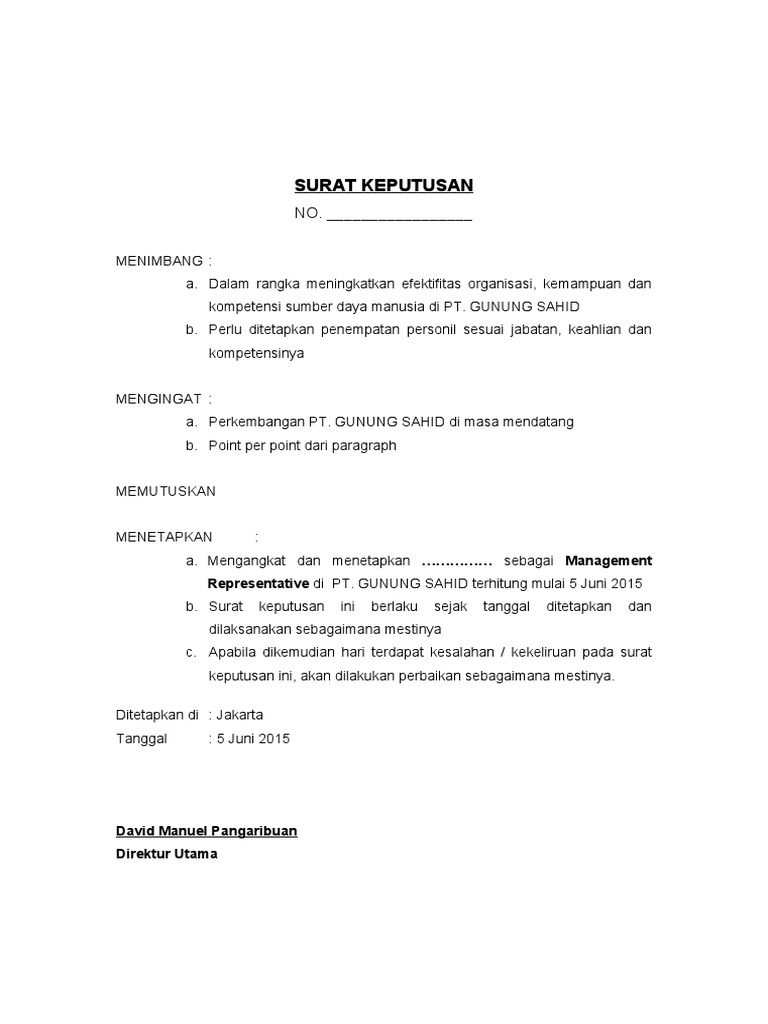 Surat Pengangkatan | PDF