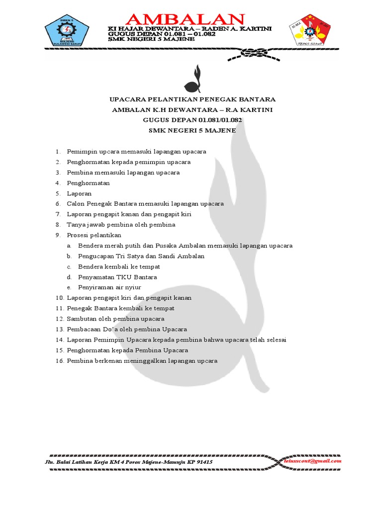 Tata Upacara Pelantikan Penegak Bantara | PDF