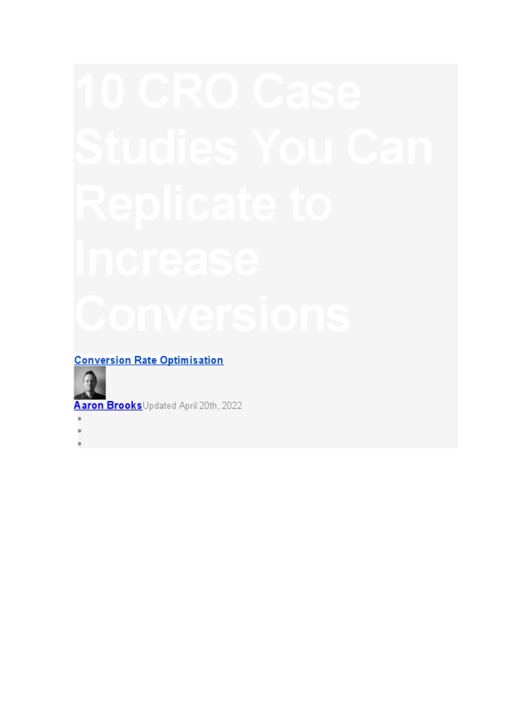 10 CRO Case Studies You Can Replicate To Increase Conversions | PDF