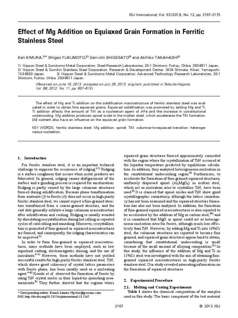 Equiaxed Zone and Ridging in Ferritic Steel | PDF | Steel | Nucleation