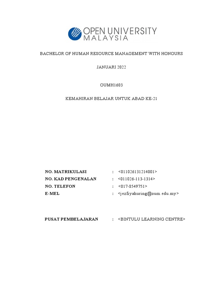 Assignment Kemahiran Belajar Untuk Abad Ke-21 | PDF Assignment Kemahiran Belajar Untuk Abad Ke-21 | PDF
