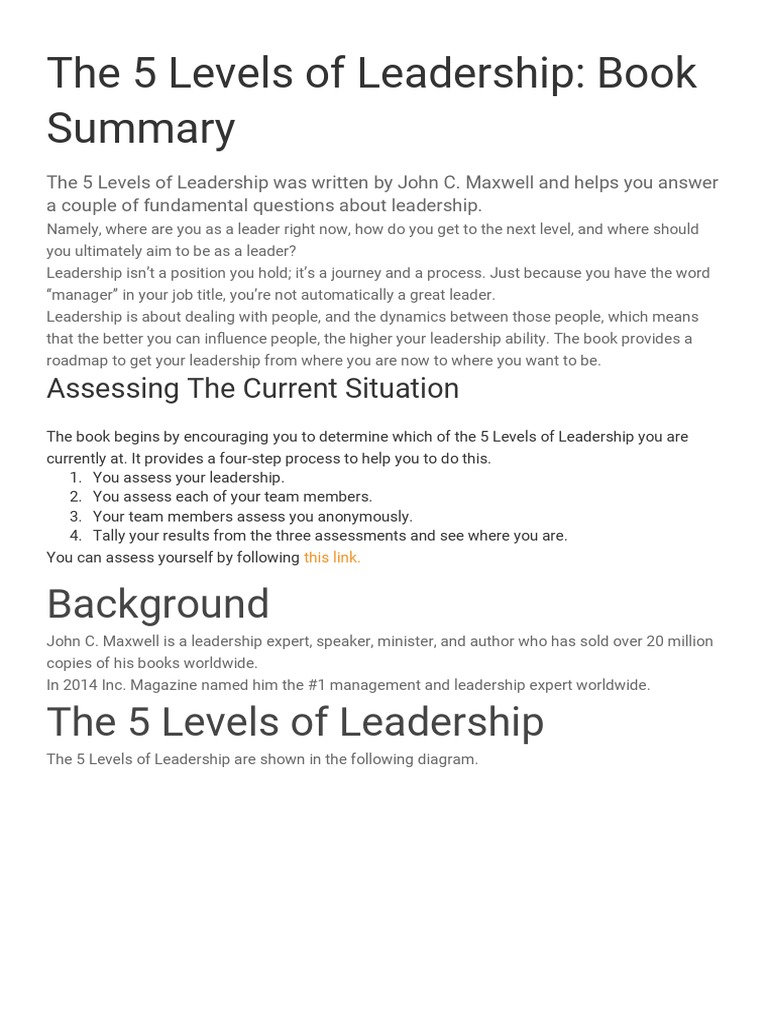 Understanding the 5 Levels of Leadership | PDF | Leadership ...