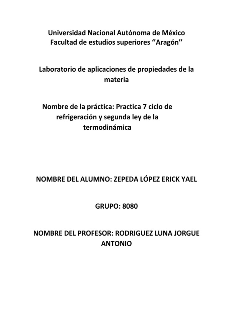Practica 7 Ciclo de Refrigeracion | PDF | Tecnología e ingeniería