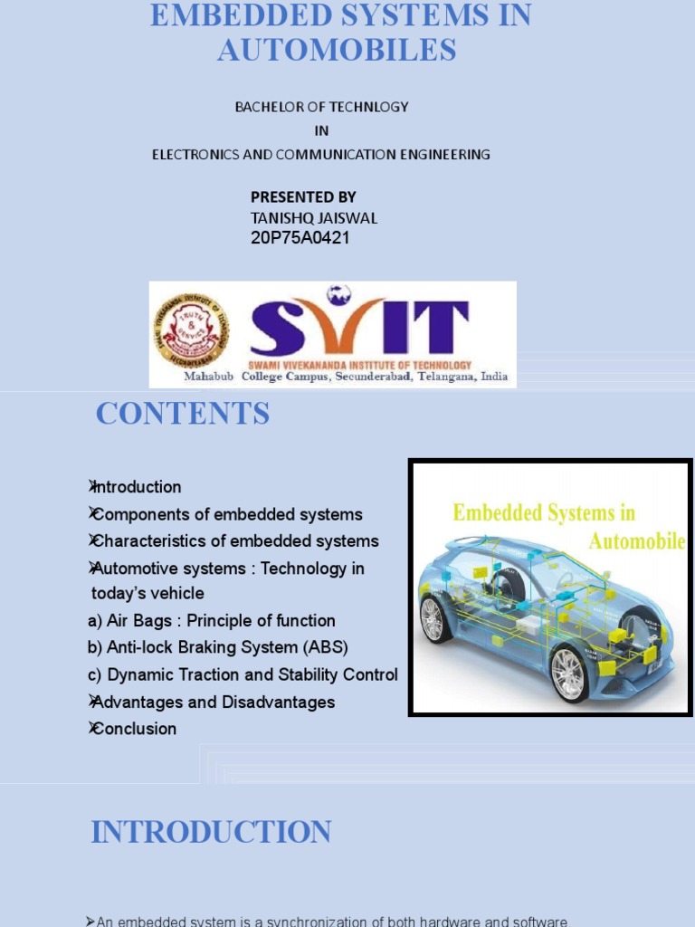 Embedded Systems in Automobile | PDF | Anti Lock Braking System | Embedded System