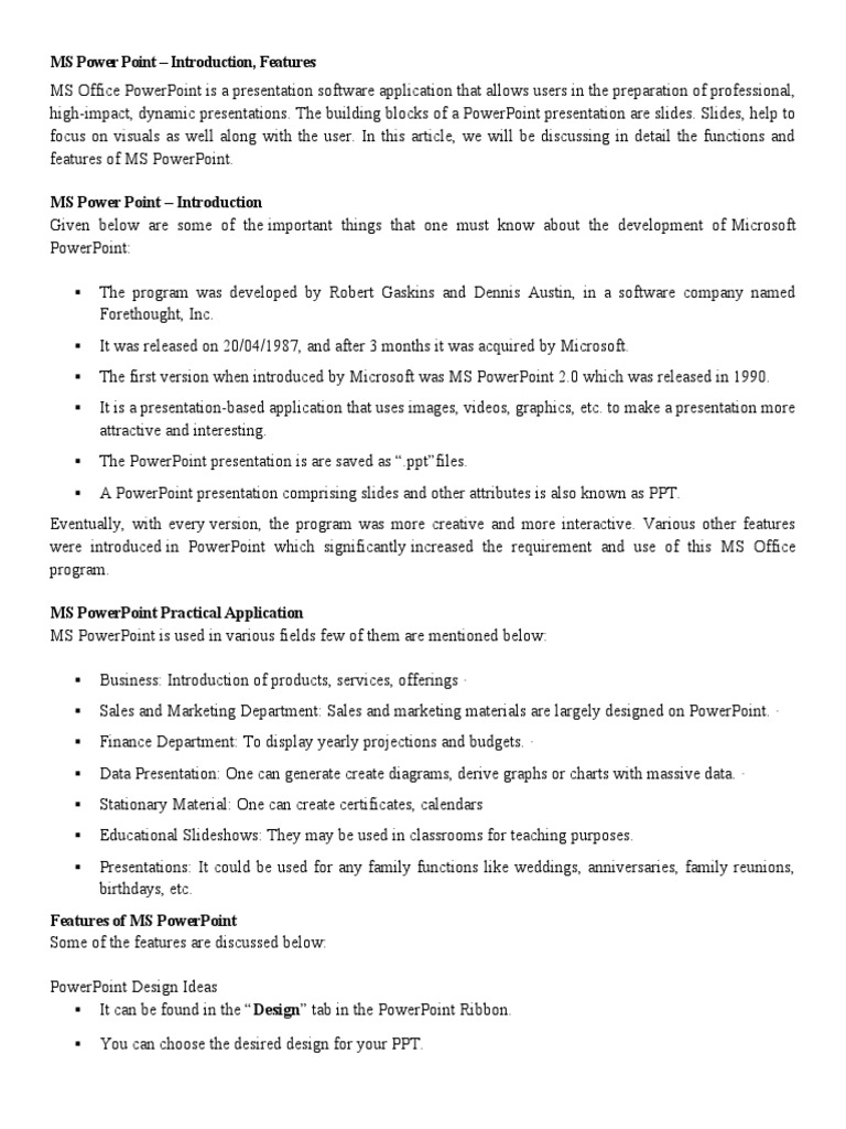 Ms Power Point | PDF | Microsoft Power Point | Computing Ms Power Point | PDF | Microsoft Power Point | Computing