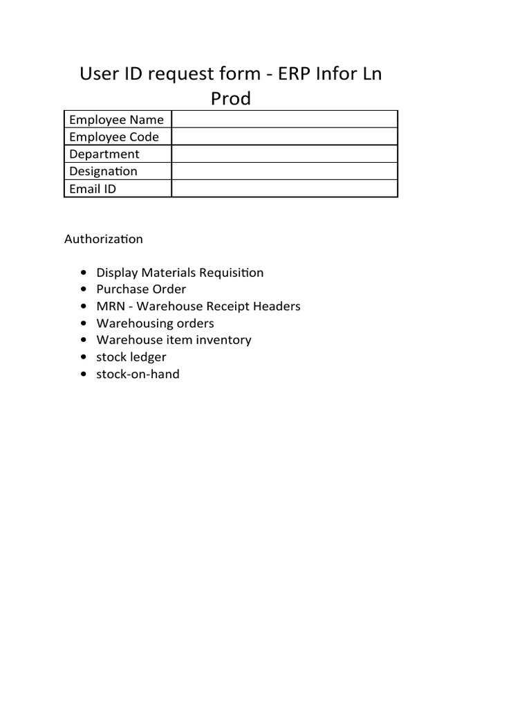 User ID Request Form | PDF