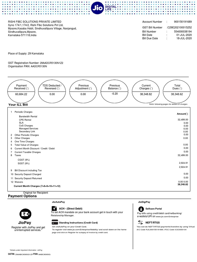 JIO - BILL - Rishi IFBC TDS PAN ILL - 900150191689 - 554000038194 ...