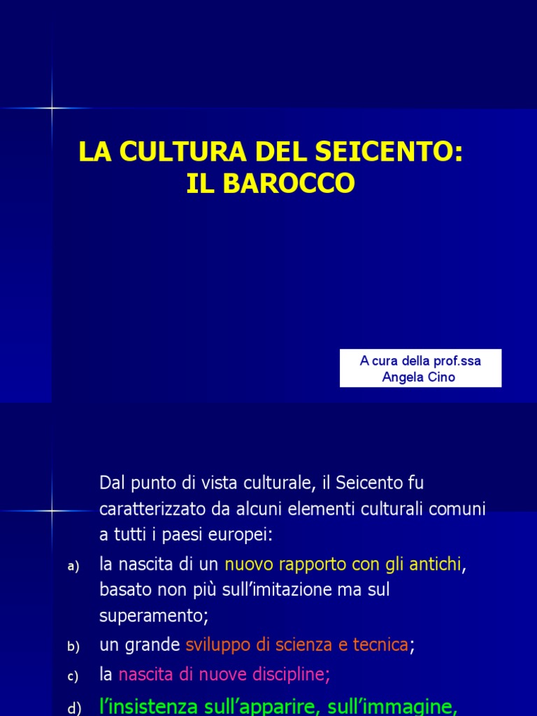 La Cultura Del '600 Il Barocco | PDF