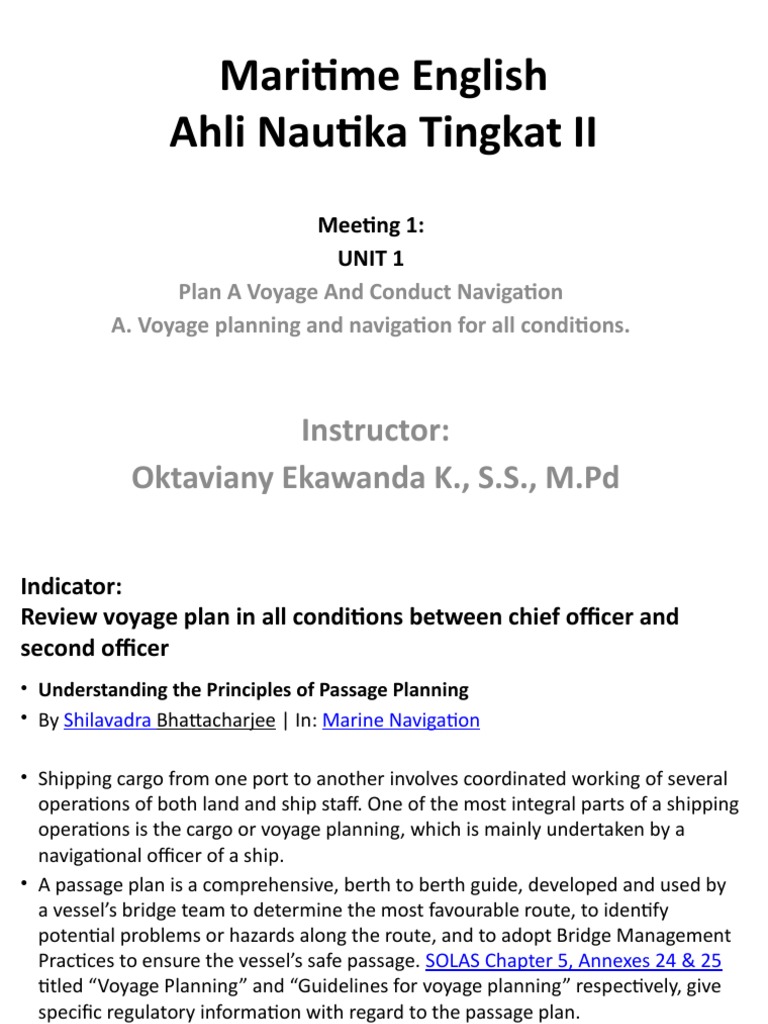 Meeting 1 Bahasa Inggris Maritim ANT 2 | PDF | Navigation | Ships