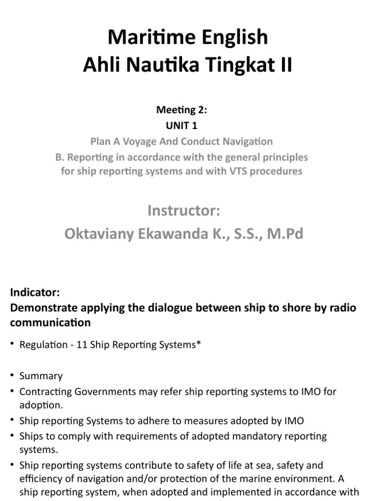 Meeting 2 Bahasa Inggris Maritim ANT 2 | PDF