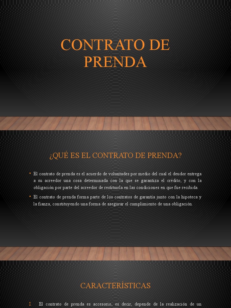 Características del Contrato de Prenda | PDF | Derecho empresarial ...