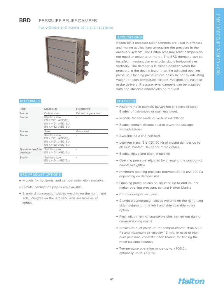 Halton BRD Datasheet 2020 1 | PDF | Duct (Flow) | Mechanical Engineering