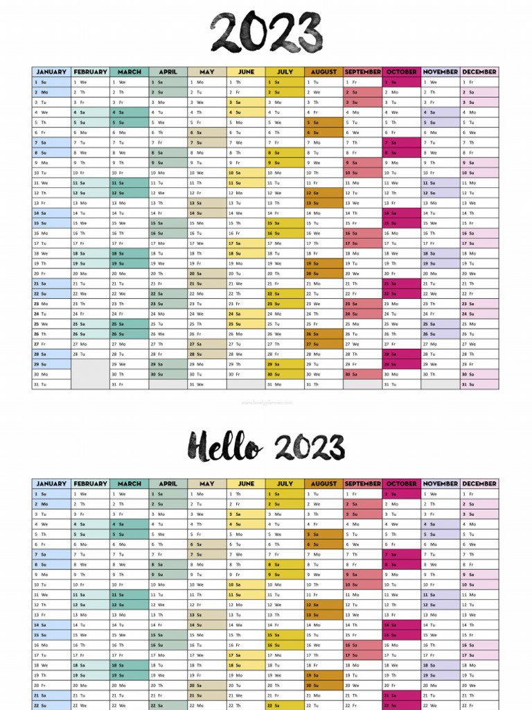 PDF 2023 Calendar Landscape Rainbow | PDF