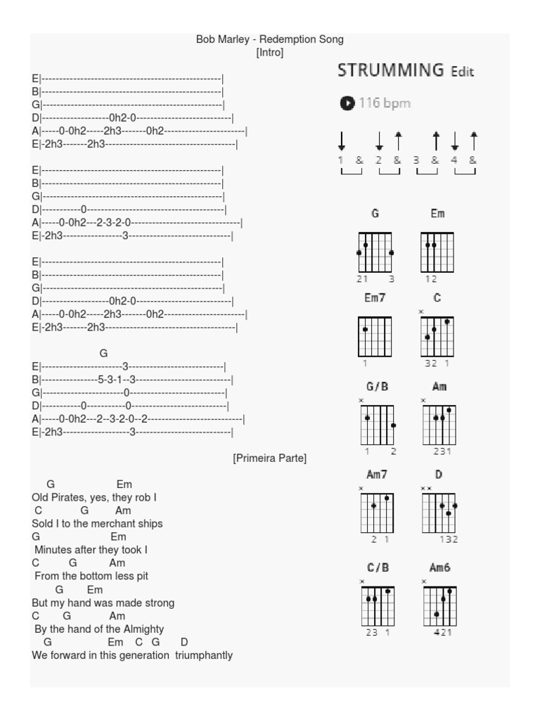 Bob Marley - Redemption Song Chords y Tab | PDF