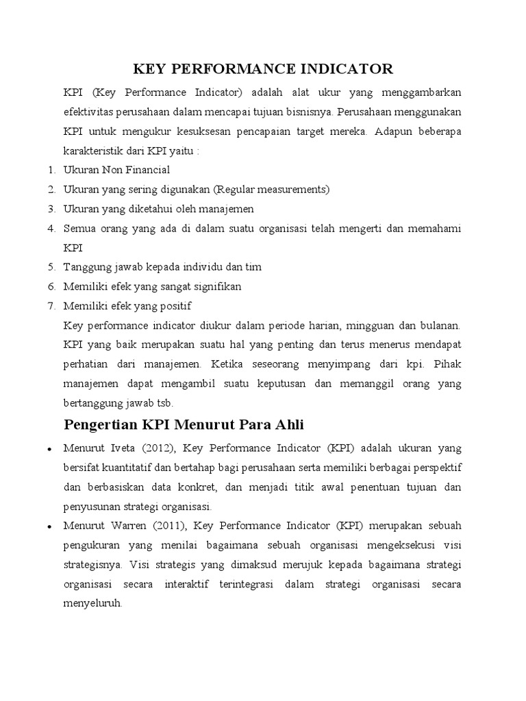 Key Performance Indicator | PDF