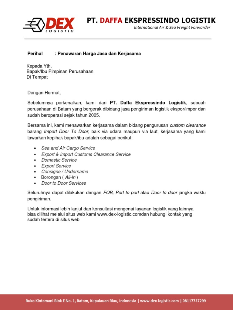 Surat Penawaran Kerjasama - DEX | PDF