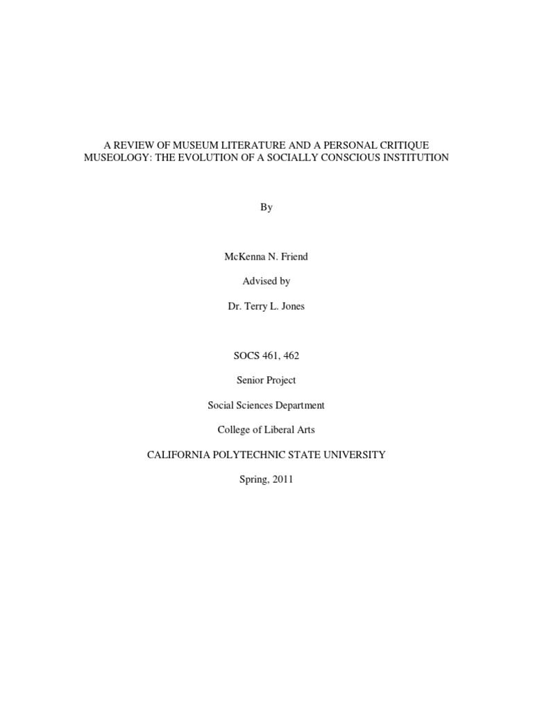 A Review of Museum Literature and A Personal Critique. Museology | PDF