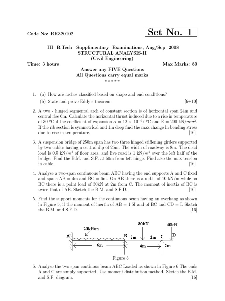 Civil Engg: Structural Analysis Exam | PDF