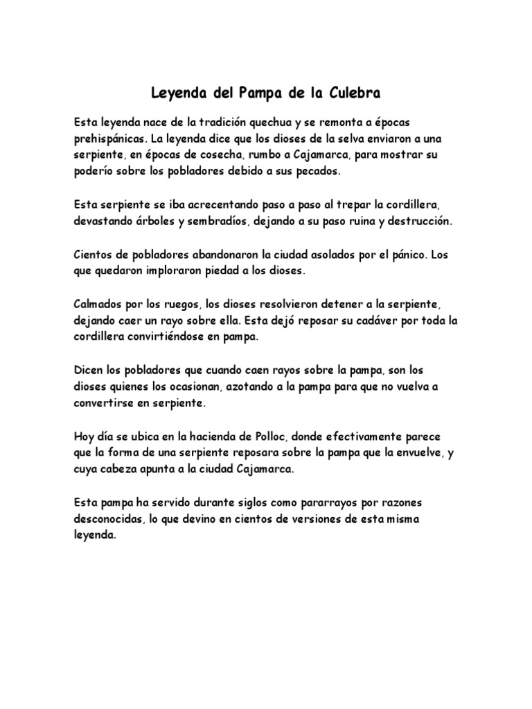 Leyenda Del Pampa de La Culebra | PDF