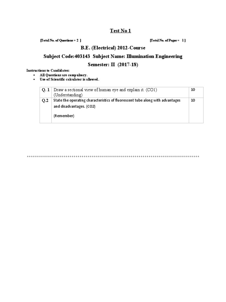Illumination Engineering Assignments Guide | PDF | Lighting | Compact Fluorescent Lamp