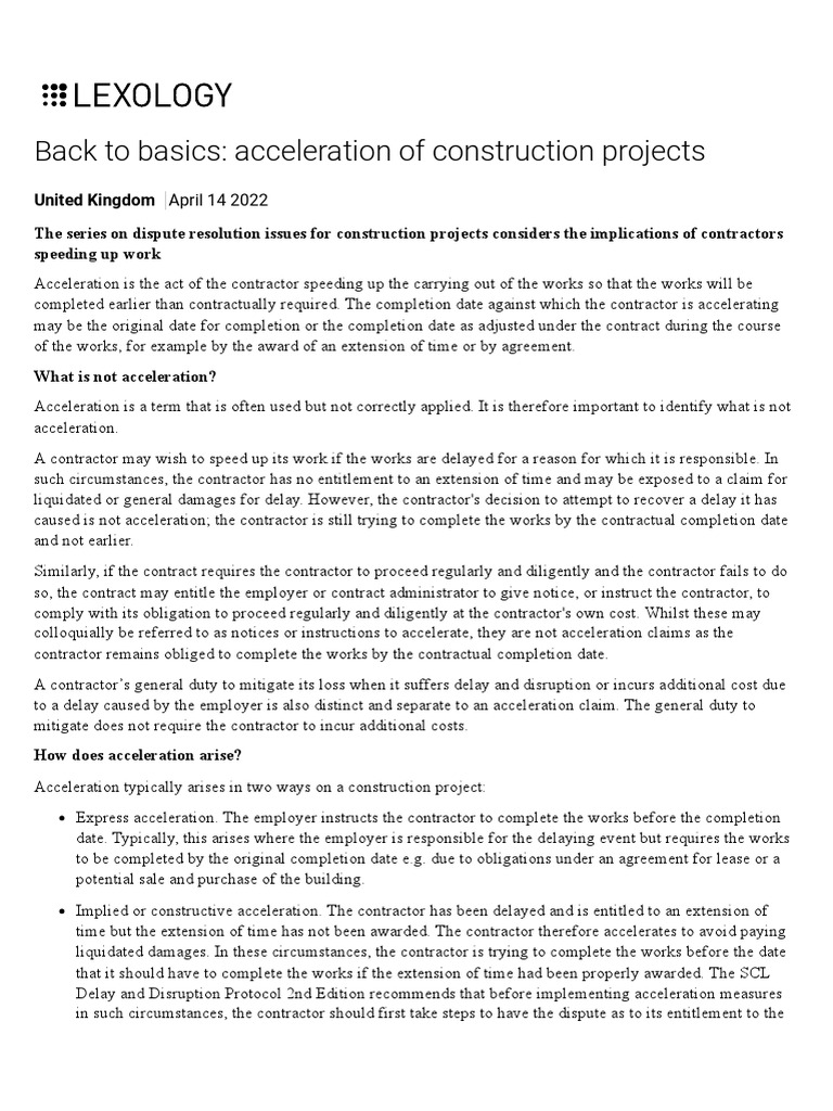 Acceleration Of Construction Projects Pdf