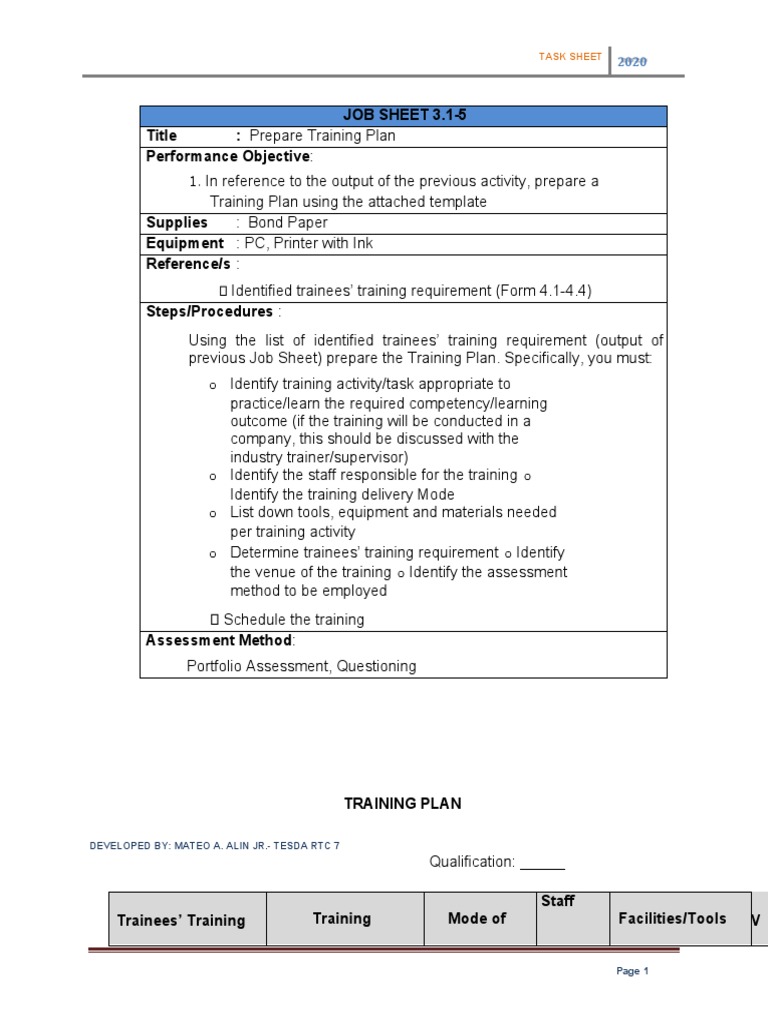 Training Plan | PDF | Behavior Modification | Cognition