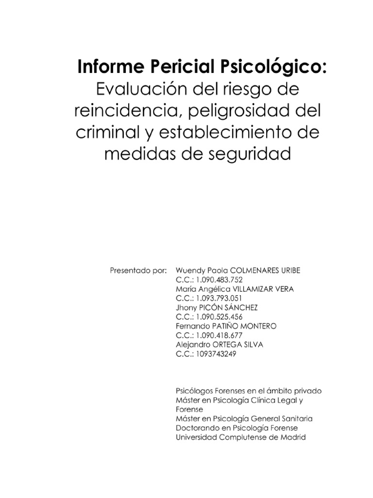 Informe Pericial Psicológico | PDF