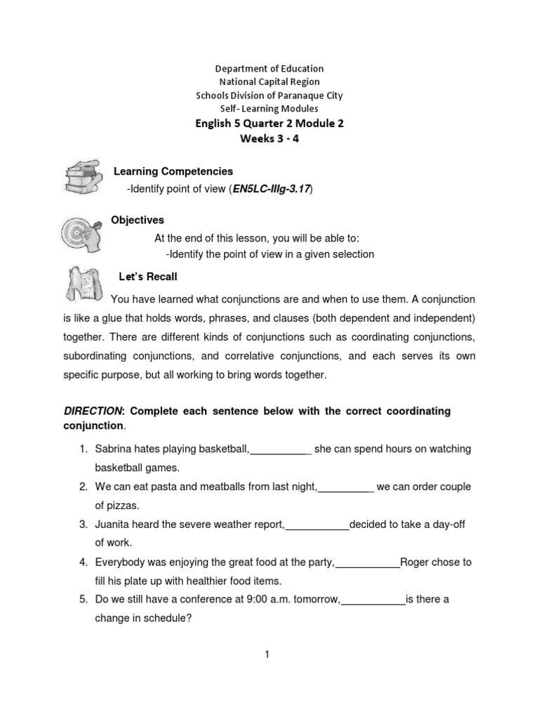 English 5 Quarter 2 Module 2 | PDF | Narration