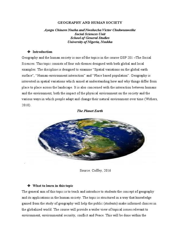 Geography and Human Society | PDF | Geography | Natural Environment