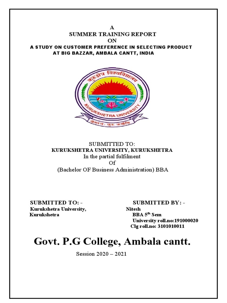 Customer Preference Study at Big Bazaar | PDF