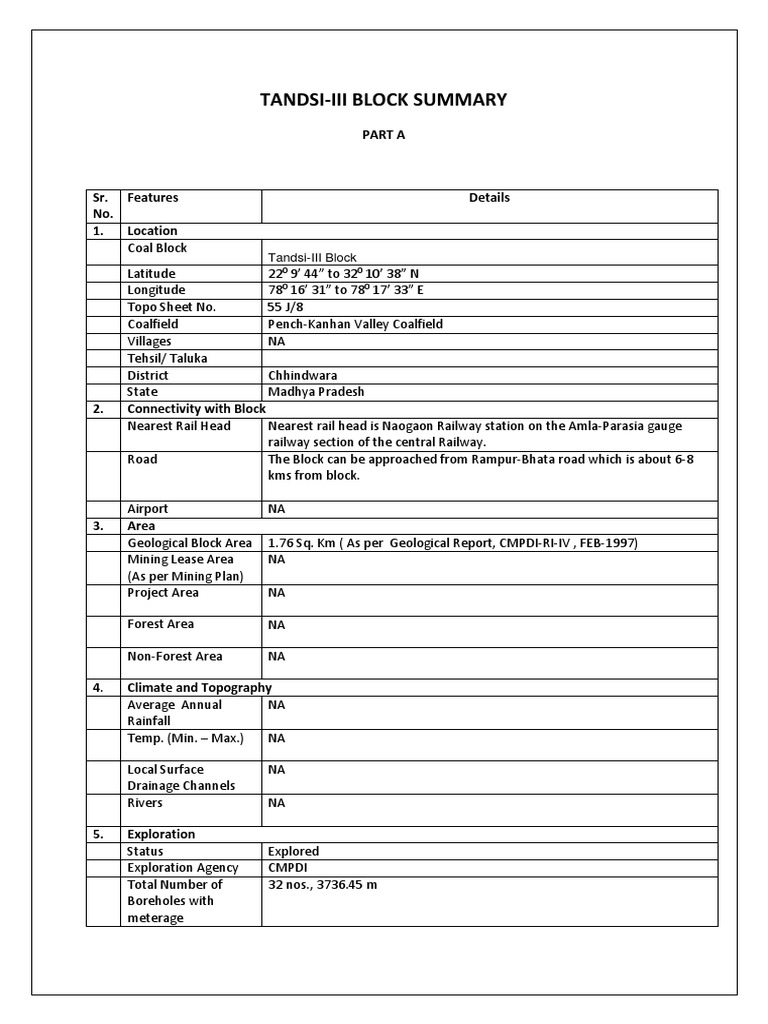 Mine Summary 36 TANDSI III Extension | PDF | Coal Mining | Mining