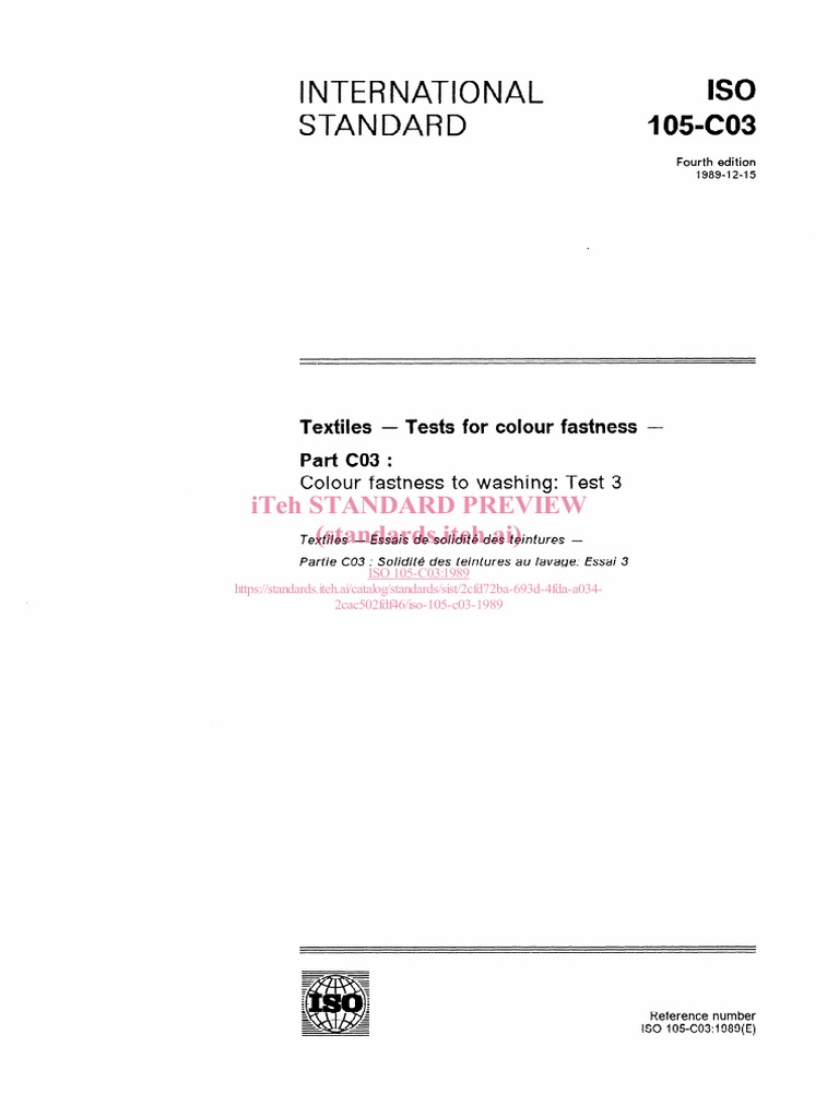 Iso 105 C03 1989 | PDF | International Organization For Standardization ...