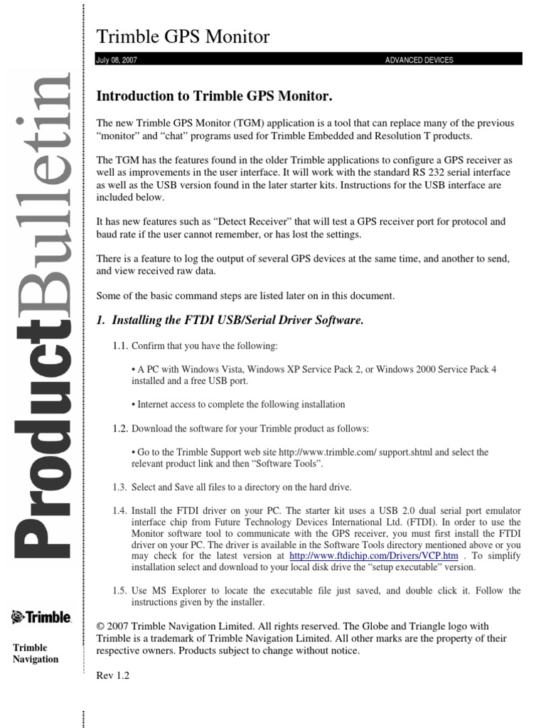 Trimble GPS Monitor - V1-2 | PDF