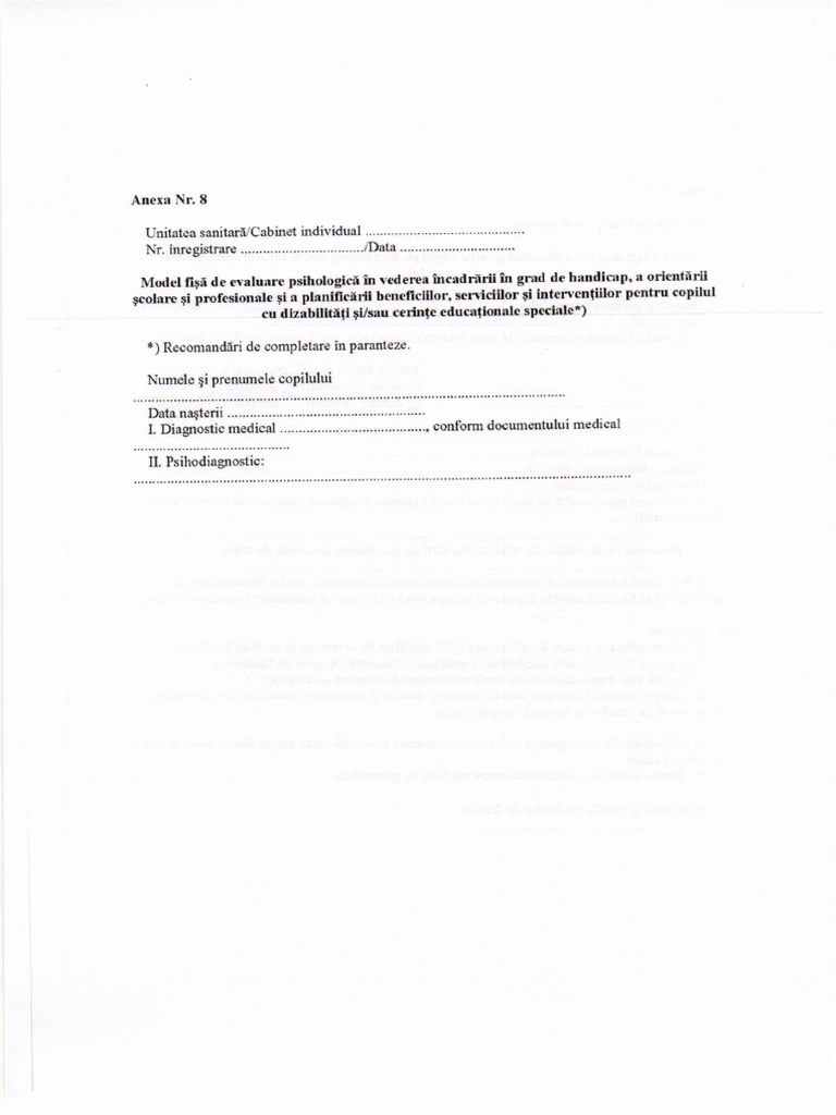Fisa Evaluare Psihologica - Model | PDF